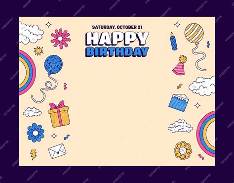 손으로 그린 생일 축하 Photocall 템플릿 무료 벡터