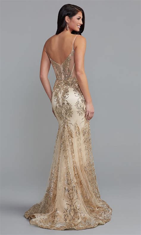 Corset Style Long Sequin Prom Dress Promgirl