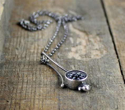 Working Compass Silver Pendant Necklace Domus Home Made To Order Etsy