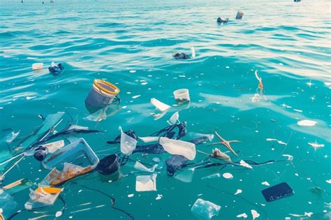 Premium Photo Water Pollution Illustrated With Floating Garbage In Seaside Environment