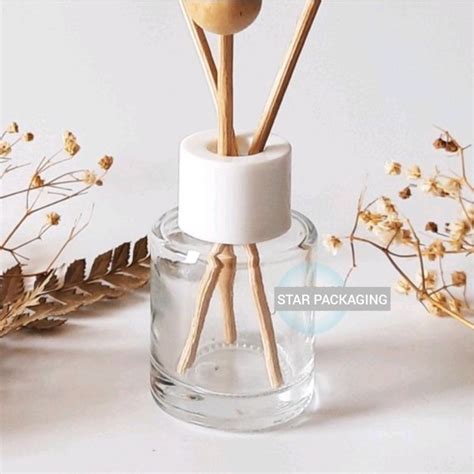 Jual Botol Diffuser 20ml Kaca Bening Ring Putih Aromaterapi Pundak Rata