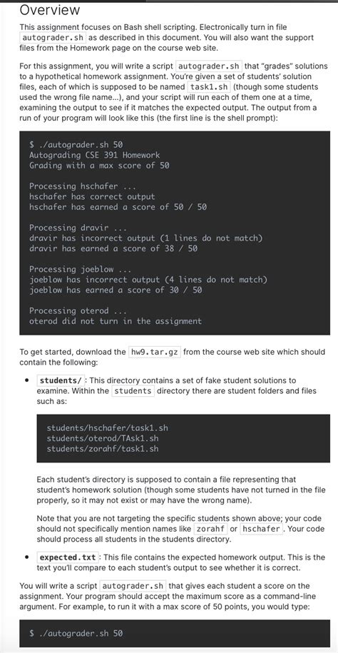 Overview This Assignment Focuses On Bash Shell Chegg