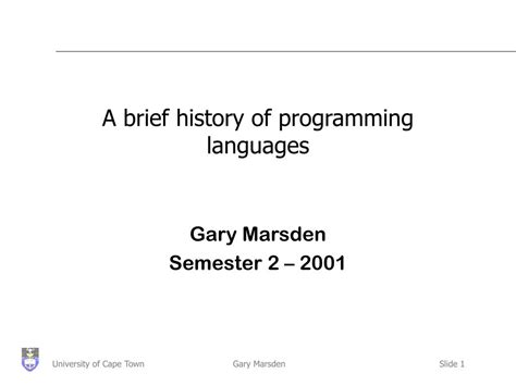 PPT A Brief History Of Programming Languages PowerPoint Presentation ID