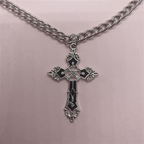 🖤 Black Gothic Cross Necklace 🖤chain Measures 45cm Depop