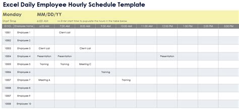 Hourly Schedule Excel Template Daily Work Schedule Template Venngage