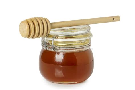 Jar Of Honey With Dipper Stock Image Image Of Table