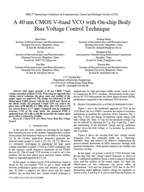 2016 A 40 Nm Cmos V Band Vco With On Chip Body Bias Voltage Control