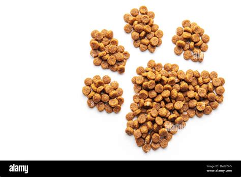 La Impresión De La Pata De Un Perro Consiste En Pellets De Comida Para