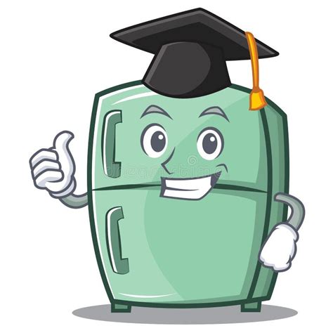 Graduation Cute Refrigerator Character Cartoon Stock Vector
