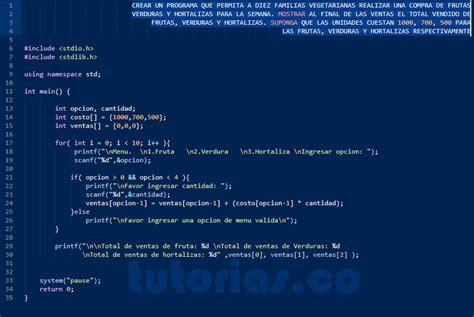 Arrays Turbo C Venta De Frutas Verduras Y Hortalizas