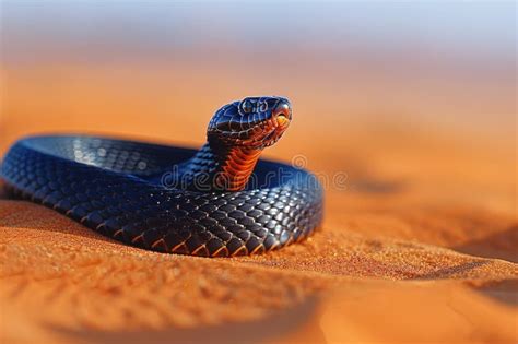 Black Snake On Sunlit Desert Sand Surface Stock Illustration