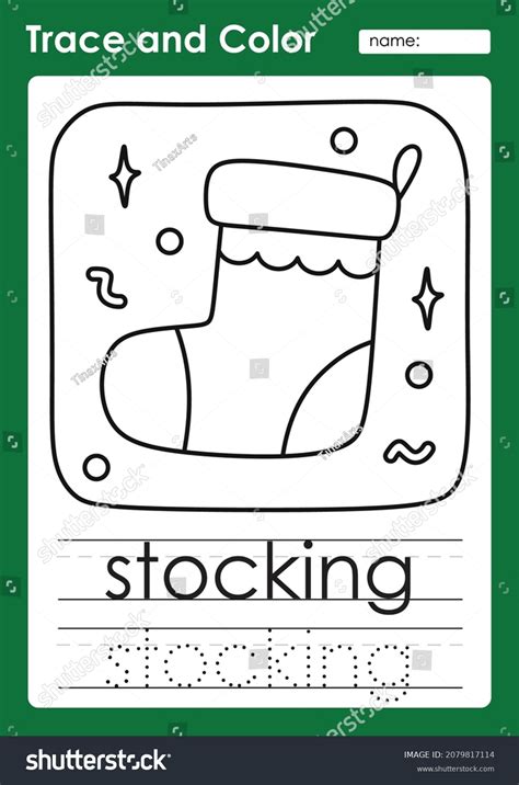 Trace Color Worksheets Christmas Stocking Stock Vector Royalty Free 2079817114 Shutterstock