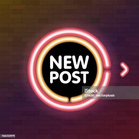 새로운 게시물 네온 텍스트 비디오 블로그 블로그 소셜 미디어 콘텐츠에 대한 벡터 일러스트 디자인 Brand Name Online
