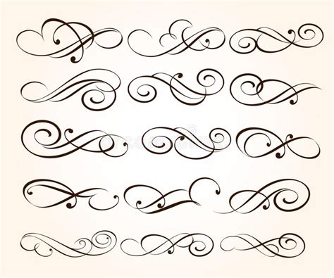 Set Elegant Decorative Scroll Elements Vector Illustration Stock
