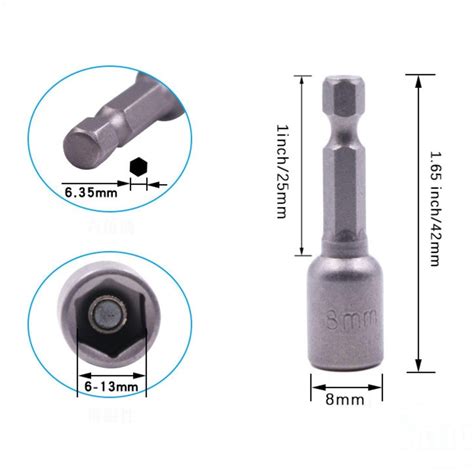 516 Nut Driver Bit Hex Magnetic Power 8mm 516 In Socket Adapter