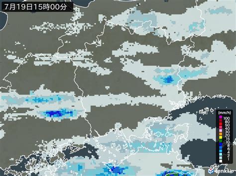 岡山県の過去の雨雲レーダー2023年07月19日 日本気象協会 Tenkijp