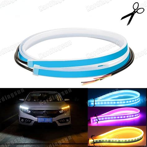 รถ Led Drl ไฟวิ่งกลางวัน Flow Runs ไฟเลี้ยวท่องเที่ยว Strip สีคู่ Shopee Thailand