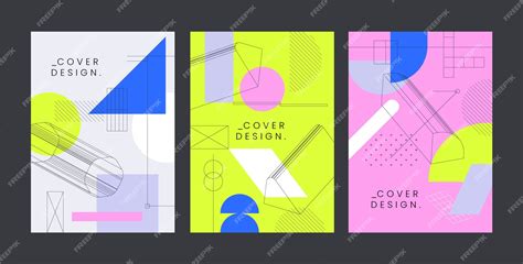 추상적 인 기하학적 표지 세트 무료 벡터