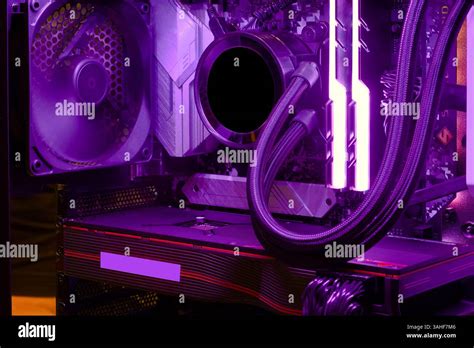 Close Up And Inside High Performance Desktop And Cooling System On Cpu Socket With Led Rgb Light