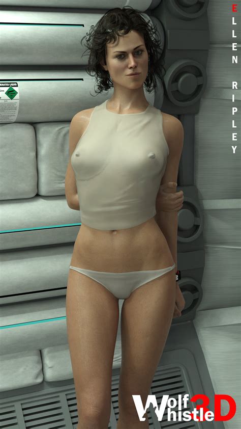 Rule 34 3d Artwork Alien Franchise Character Name Curly Hair Ellen Ripley Nipples Visible