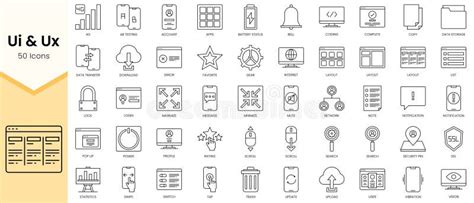 Simple Outline Set Of Ui And Ux Icons Linear Style Icons Pack Stock