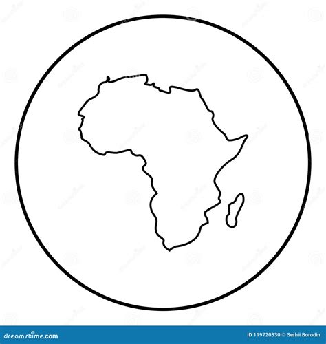 Map Of Africa Icon Black Color In Circle Round Stock Vector