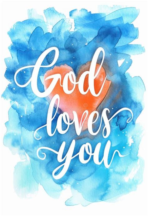 God Loves You Lettering On Light Abstract Watercolor Splash