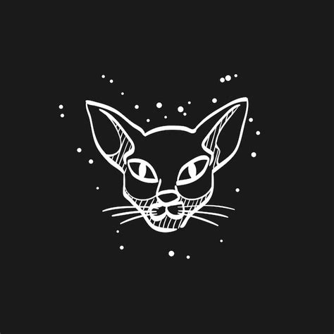 고양이 낙서 스케치 그림 프리미엄 벡터