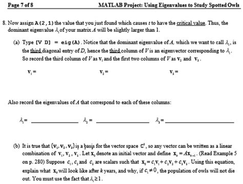 Page 7 Of 8 MATLAB Project Using Eigenvalues To Study Spotted Owls 8
