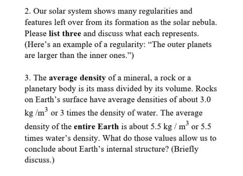 solved 2 our solar system shows many regularities and