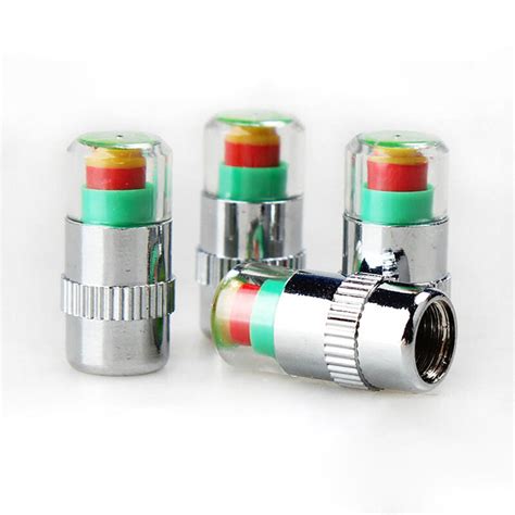 자동차 타이어 압력 게이지 표시기 경고 모니터링 밸브 캡 센서 외부 밸브 감지 4 개 소모품