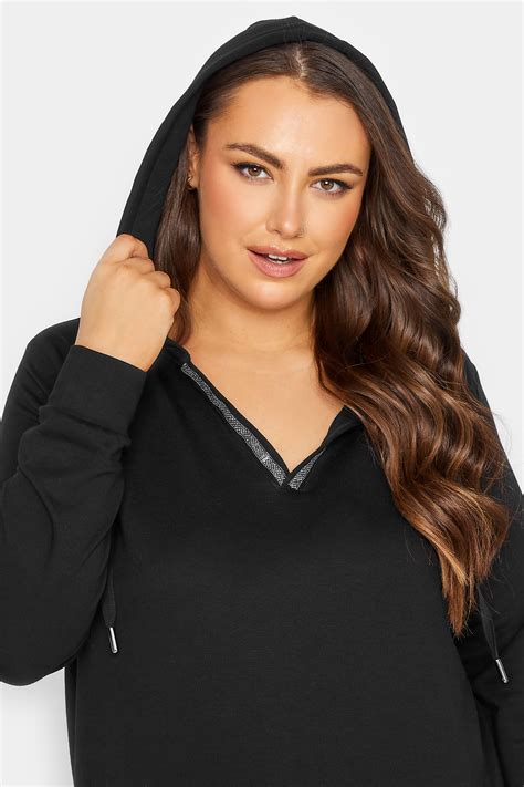 Curve Plus Size Black Hoodie Midi Dress Yours Clothing
