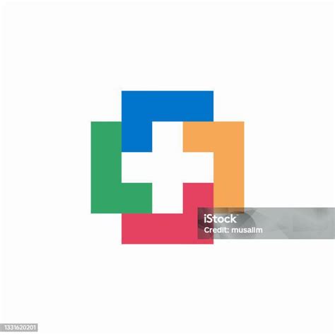 Colorful Plus Logo Template Design Stock Illustration Download Image