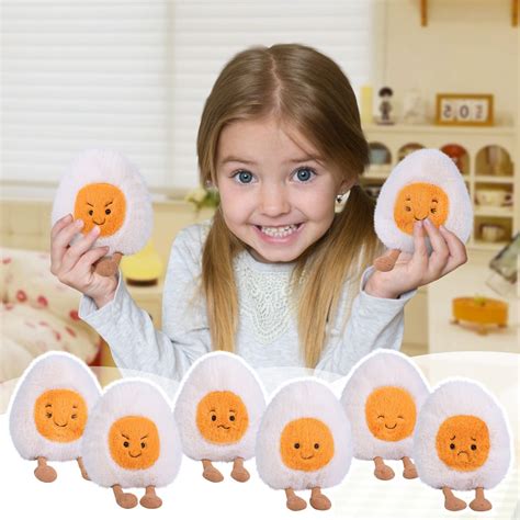 Cyinyin 6 Pcs Fun Boiled Eggs Plush Toys Amuseables Boiled Egg Cheeky