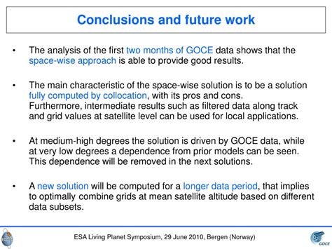 Ppt Goce Data Analysis The Space Wise Approach And The First Space