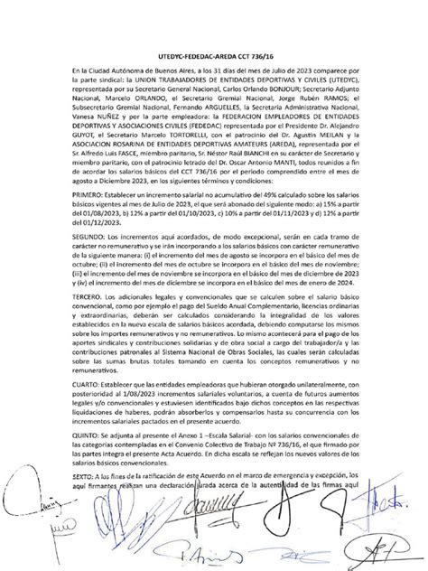 Acuerdo Salarial Agosto 2023 Utedyc Cct 736 16 Escalas Salariales