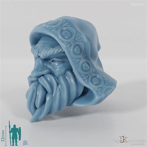 Zwergenkopf Männlich Mit Verzierter Kapuze Und Kurzem Bart Koboldnest