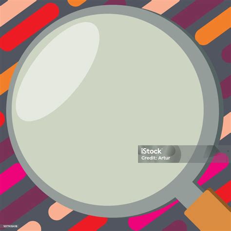 평면 디자인 비즈니스 벡터 일러스트 레이 션 개념 빈 서식 파일 복사 공간 격리 포스터 쿠폰 홍보 자료 닫기 최대 총의 돋보기로 빛 반사 돋보기 도구 개념에 대한 스톡 벡터