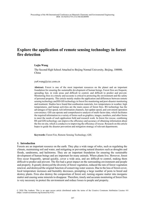 Pdf Explore The Application Of Remote Sensing Technology In Forest Fire Detection