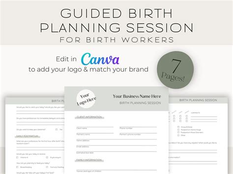 Guided Birth Plan Template For Doulas Birth Workers Birth Preferences