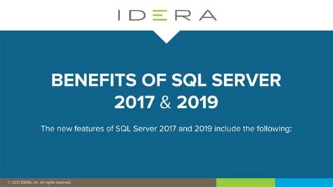 Benefits Of Sql Server And Idera Ppt