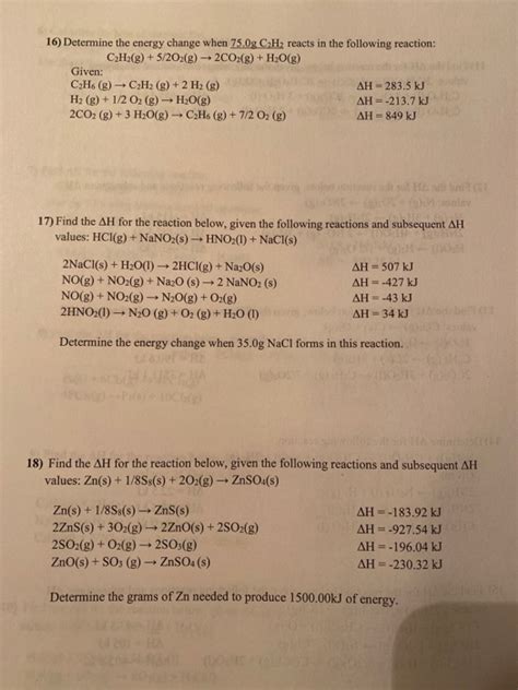 Solved Worksheet Hesss Law Name 1 Use Hesss Law To