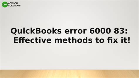 Simple Guide To Fix Quickbooks Error 6000 83 By John Mule Issuu