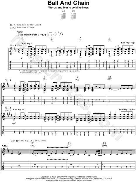 Social Distortion Ball And Chain Guitar Tab In D Major Download And Print Sku Mn0061721