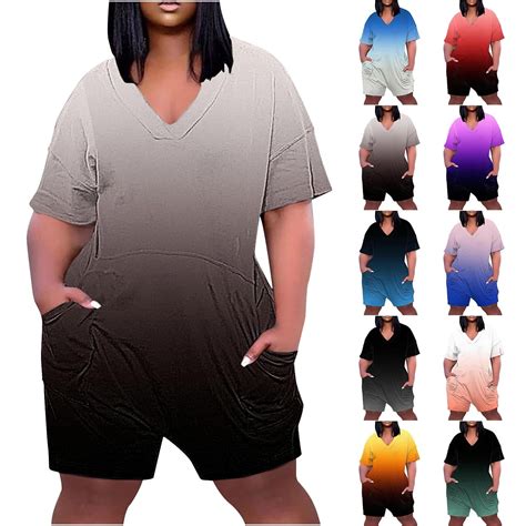 Axiiglly Jumpsuits For Women Casual V Neck Overalls Loose Fit Short