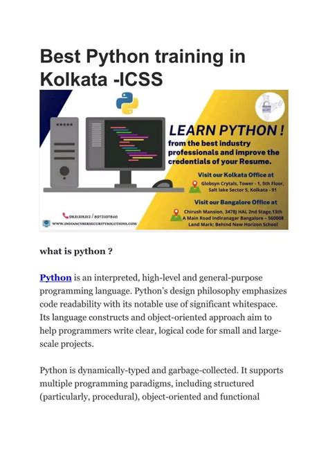 Ppt Best Python Training In Kolkata Powerpoint Presentation Free