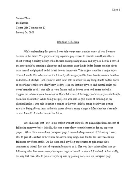 Capstone Reflection Paper 1 Pdf Behavior Modification Applied