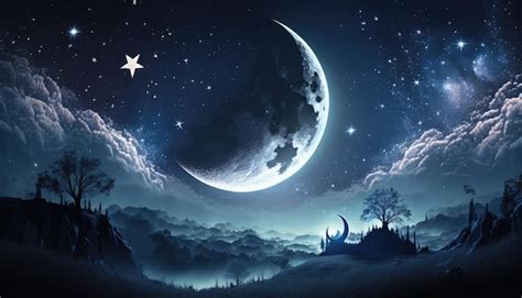 Premium Ai Image Beautiful Moon And Stardust Wallpaper For Fantasy Space Adventure Generative Ai