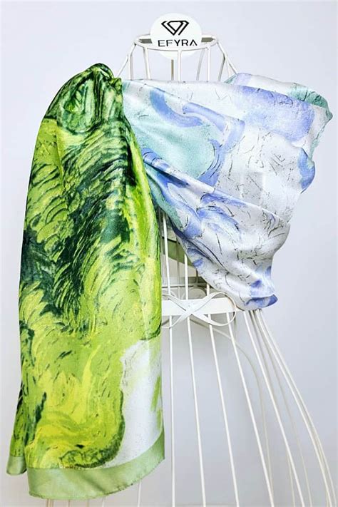 Esarfa Matase Femei Verde Si Alb Efyra