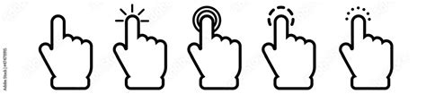 Computer Mouse Click Cursor Gray Arrow Icons Set Clicking Cursor Pointing Hand Clicks And